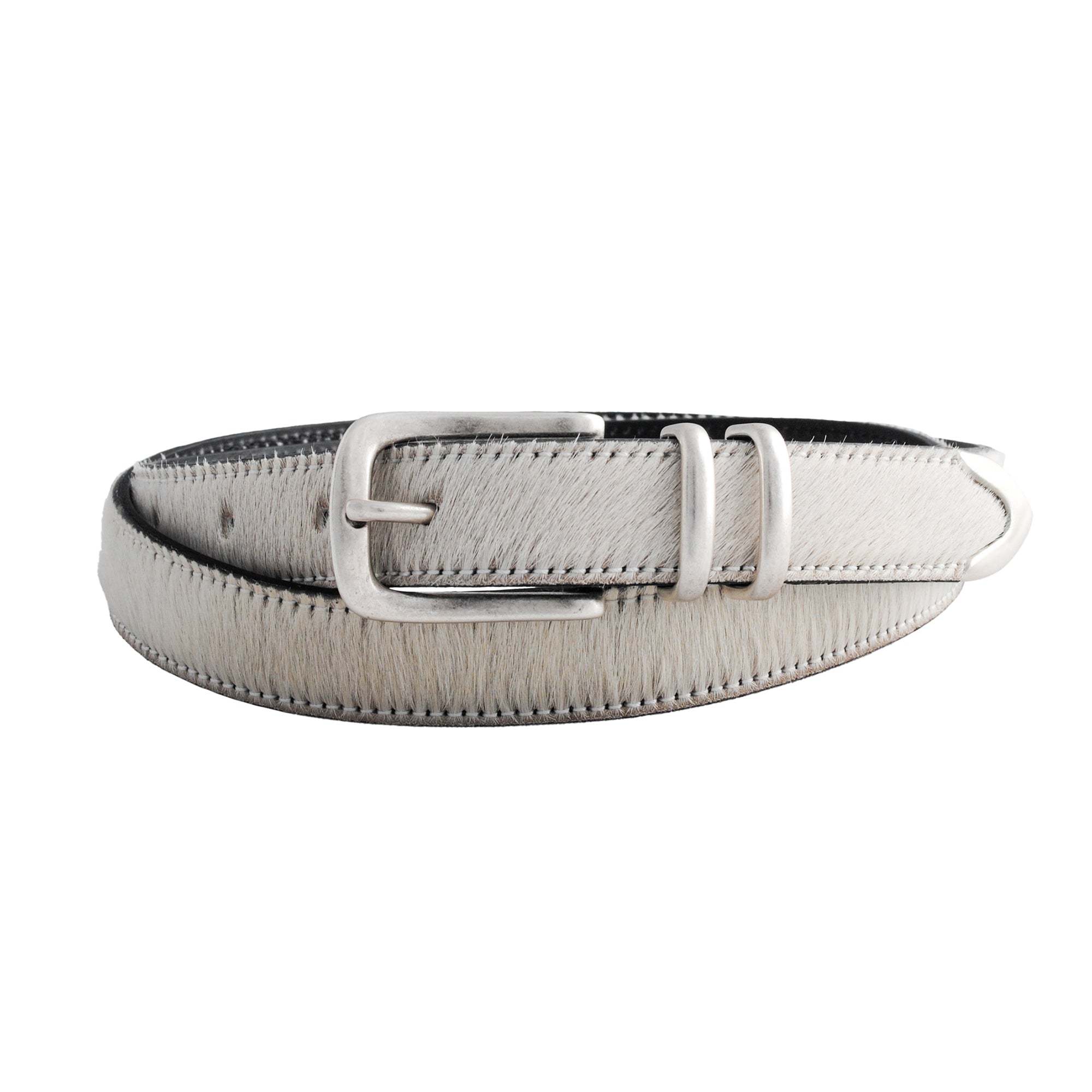 Molebo M2433 White pony hair belt – stormfashion.dk